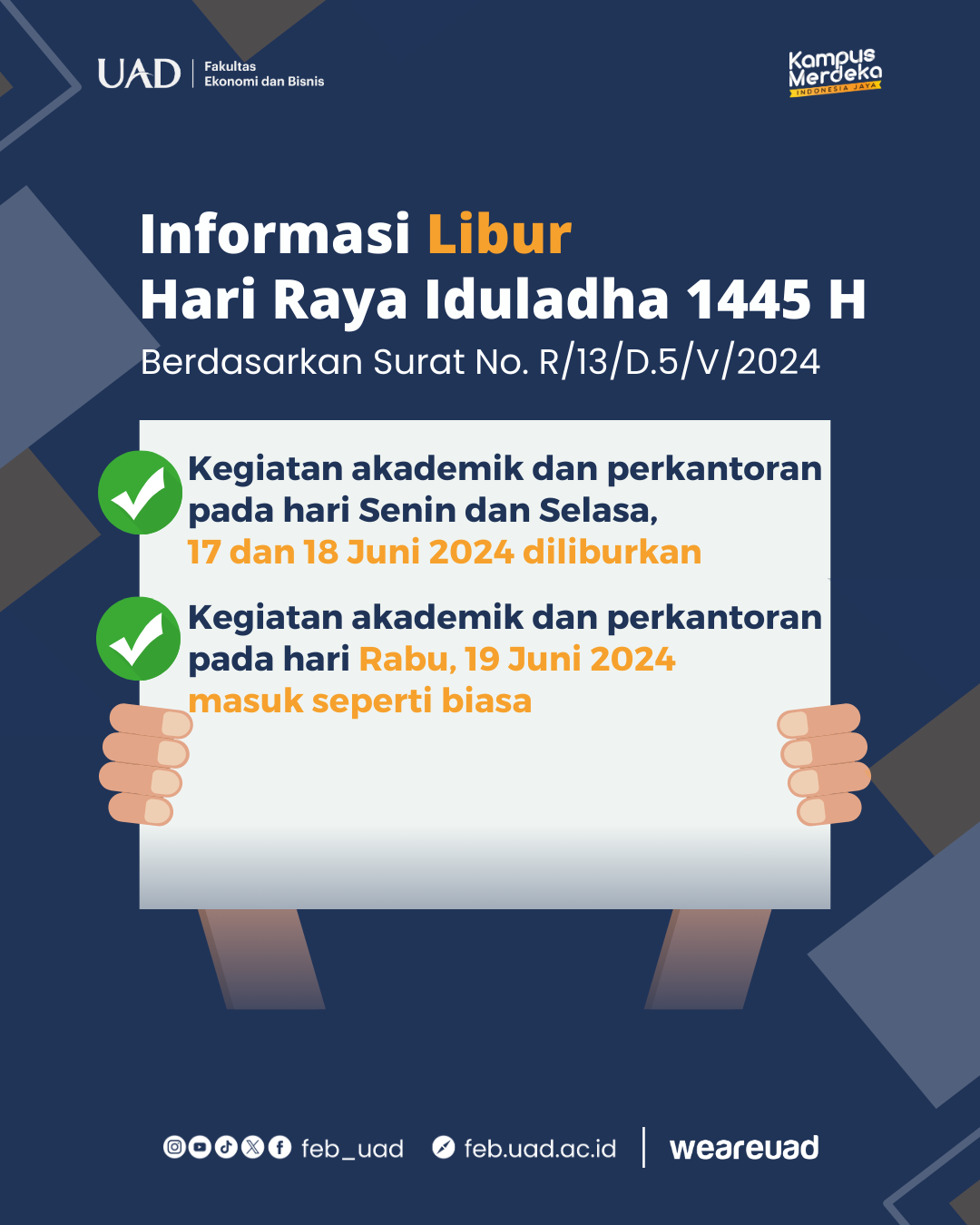 Informasi Libur Hari Raya Iduladha 1445 H - Fakultas Ekonomi dan Bisnis